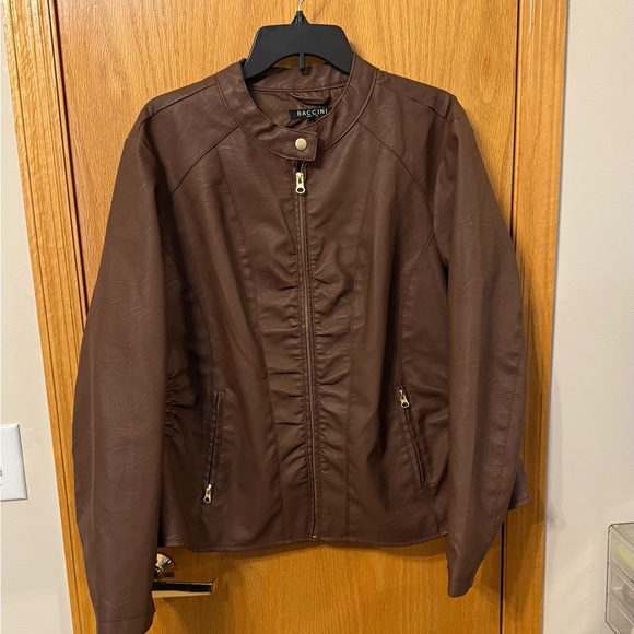 Baccini | Jackets & Coats | Baccini Brown Faux Leather Jacket | Poshmark